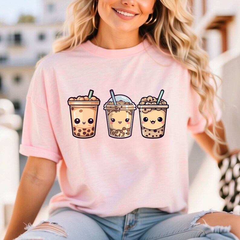 Chocolate Boba Tea T-shirt Boba Tea Gift, Boba Tea Casual Wear, Kawaii ...