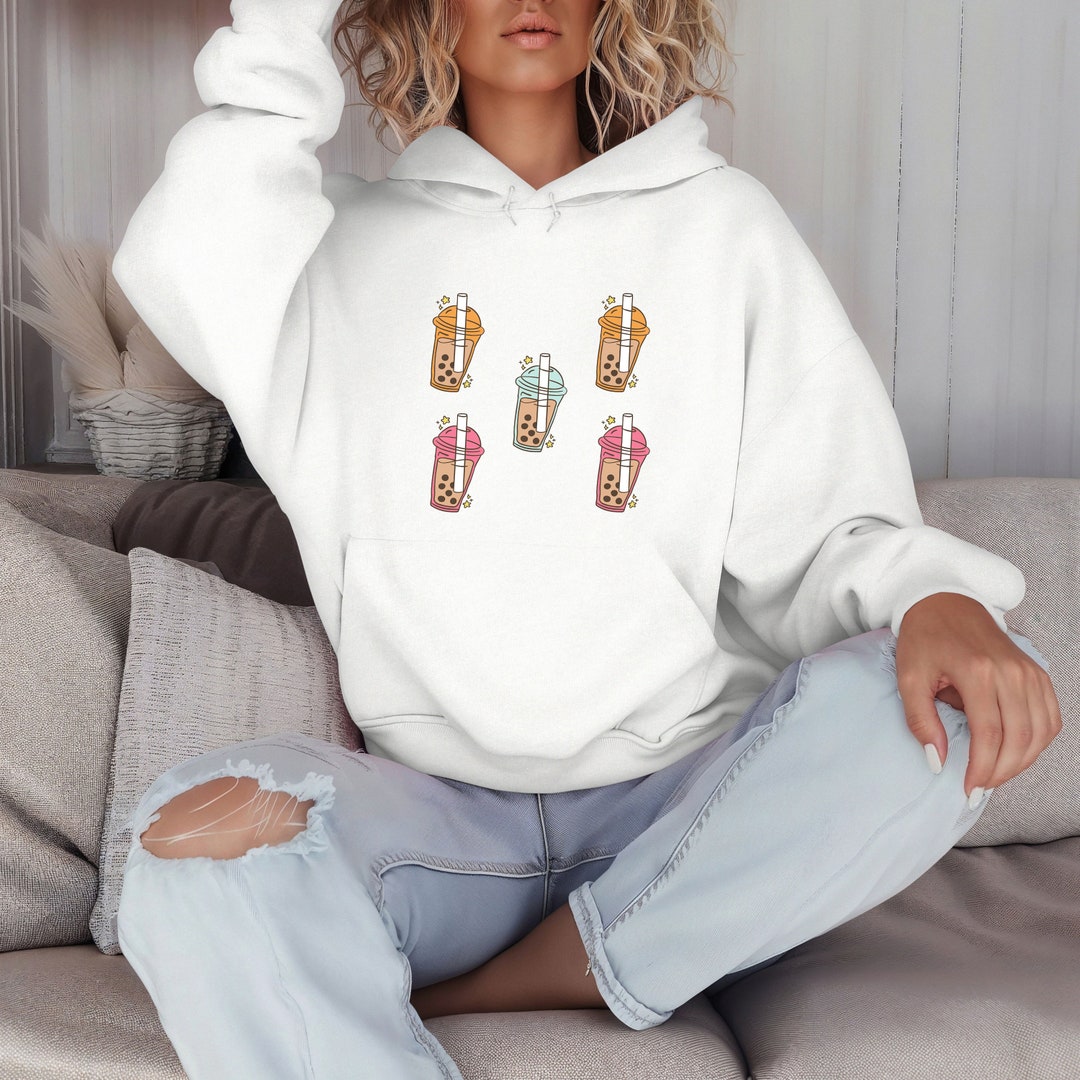 Boba Tea Hoodie Boba Tea Gift, Boba Tea Casual Wear, Kawaii Hoodie, Tea ...
