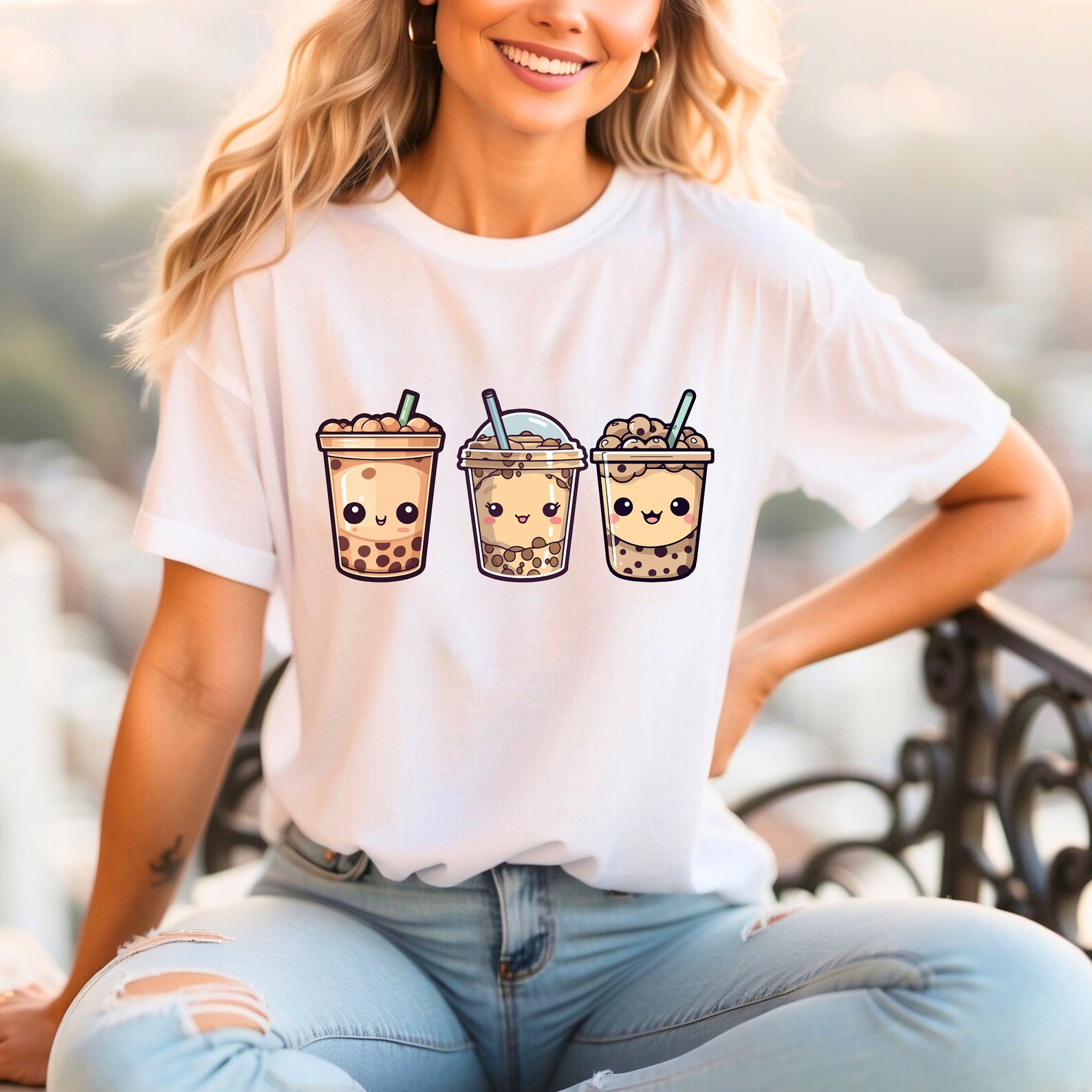 Chocolate Boba Tea T-shirt Boba Tea Gift, Boba Tea Casual Wear, Kawaii ...