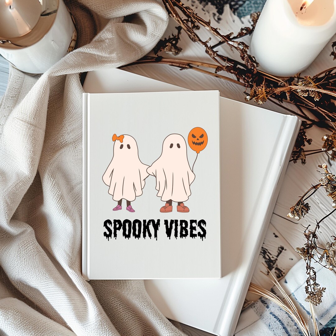 Spooky Vibes Ghost Blank Journal Bullet Journal, Fall Book Tracker ...