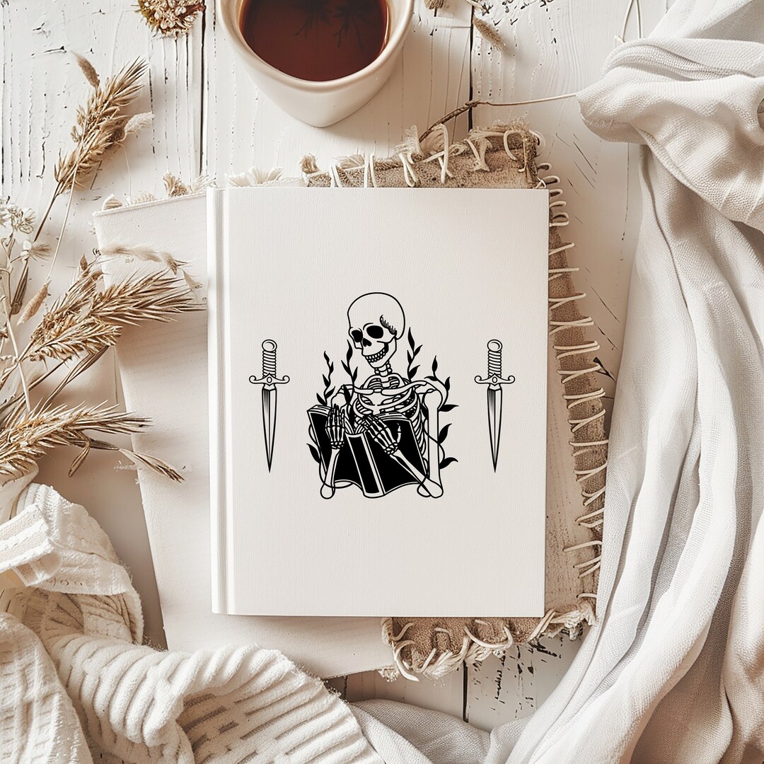 Skeleton Book Lover White Cover Blank Journal Spicy Book Lover Junk ...