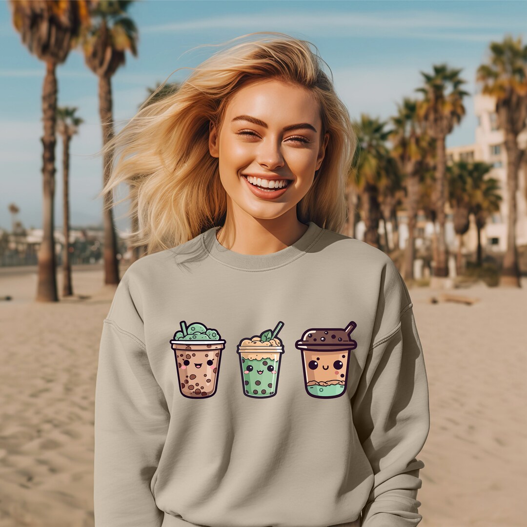 Mint Chocolate Chip Boba Tea Sweatshirt Boba Tea Gift, Boba Tea Casual ...