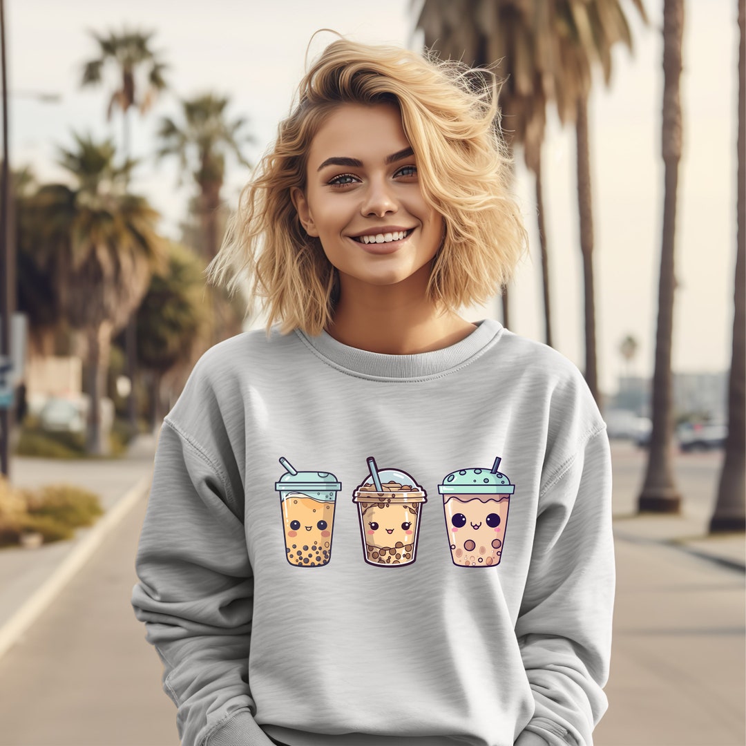 Cute Boba Tea Sweatshirt Boba Tea Gift, Boba Tea Casual Wear, Kawaii ...