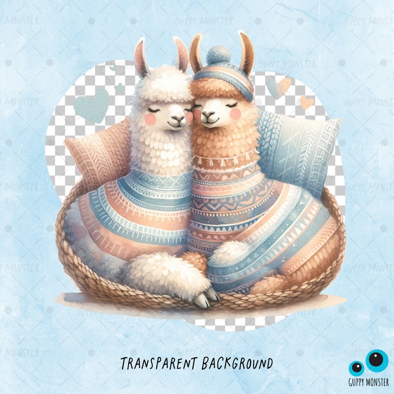 Valentine's Day Llama Couple Watercolor Clipart (digital Download) - Etsy
