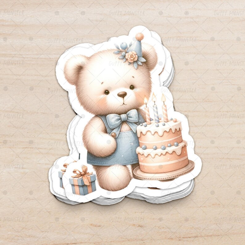 Bear Party Watercolor Clipart, Cute Bear Birthday Party Theme, Bear Png ...