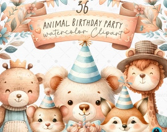 Animal Faces Watercolor Clipart Animals Clipart Farm Animals - Etsy