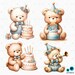 Bear Party Watercolor Clipart, Cute Bear Birthday Party Theme, Bear Png ...