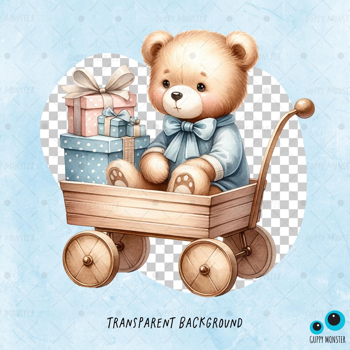 Bear Party Watercolor Clipart, Cute Bear Birthday Party Theme, Bear Png ...