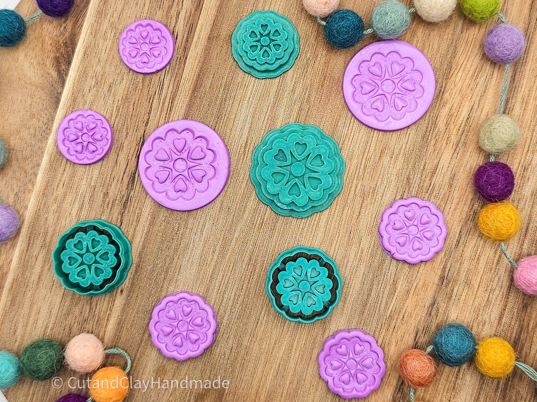 Folk Heart Polymer Clay Stamp Folk Heart Flower Stamp Cutter Embossing ...