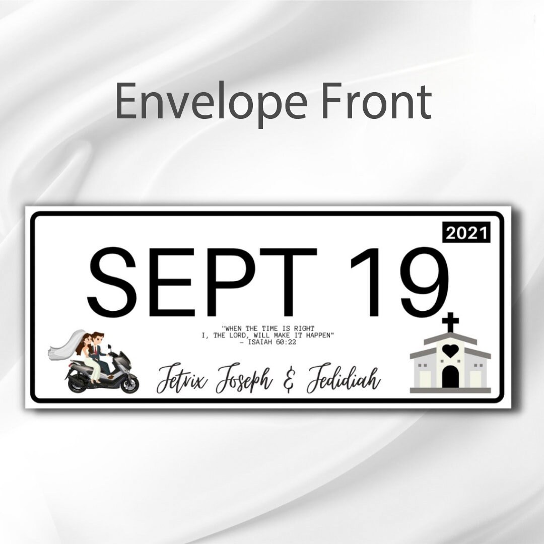 Plate Number Sliding Wedding Invitation - Etsy