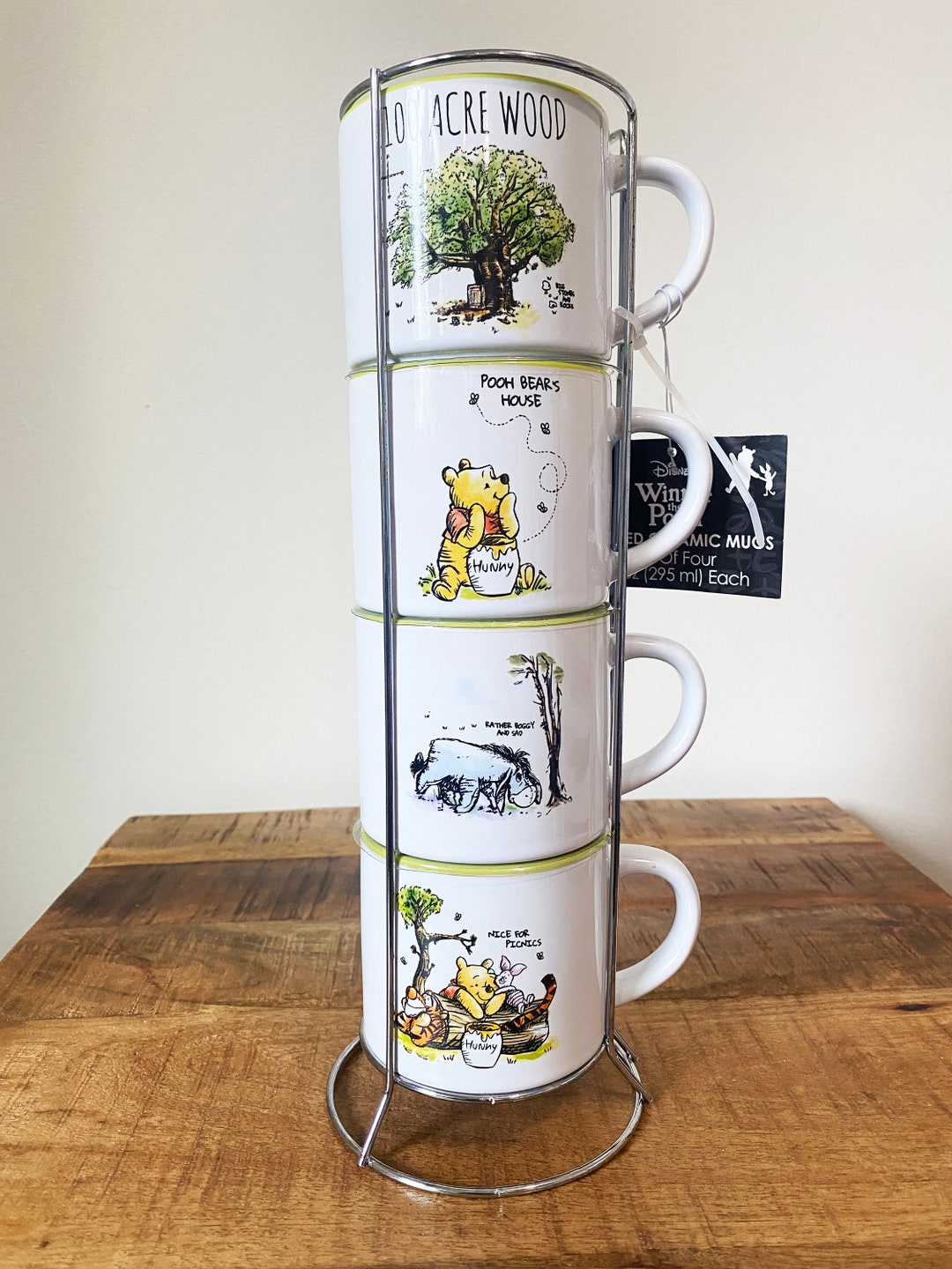 Winnie the Pooh Stacked Ceramic Mug Set of Four 10 Oz Cups, Winnie the ...