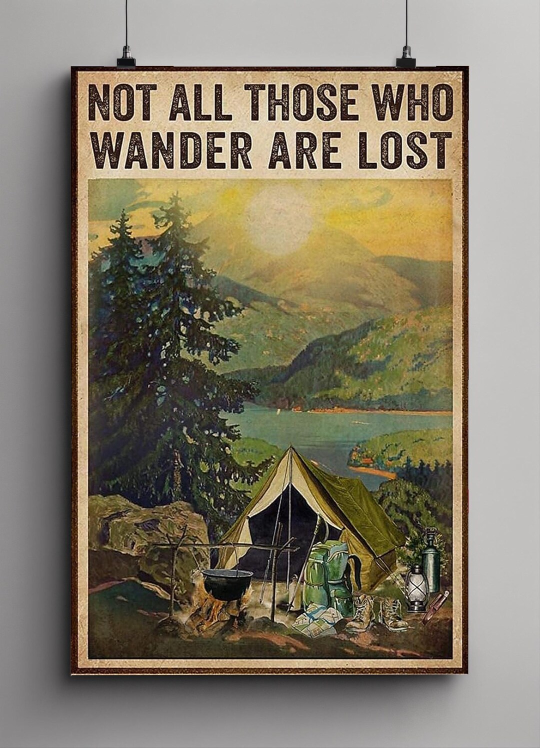 Vintage Camping Poster, Camping Adventure Art Print, Not All Those Who ...