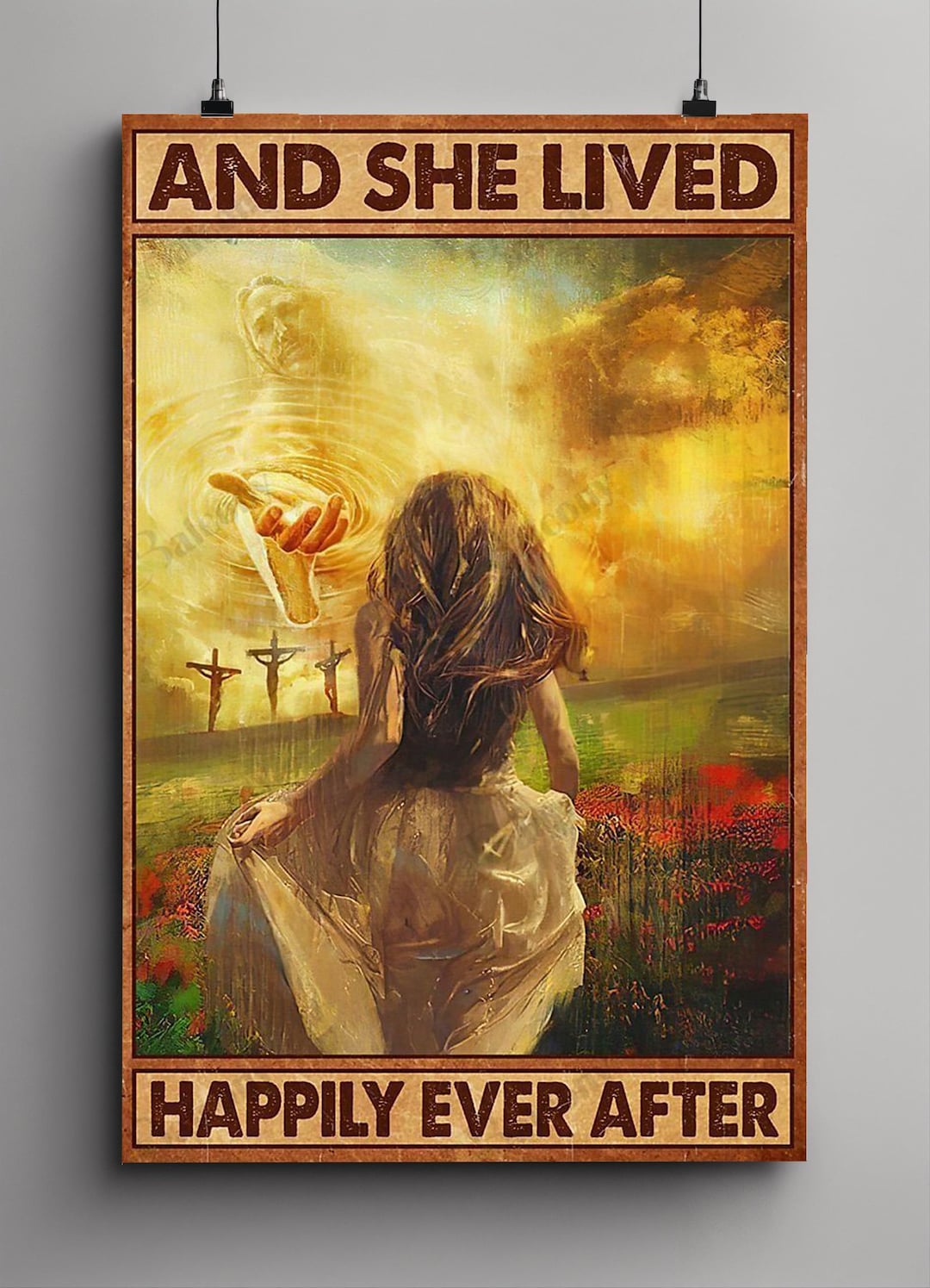 Jesus Happily Poster, She Lived Happily Ever After, Quote Print, Christ ...
