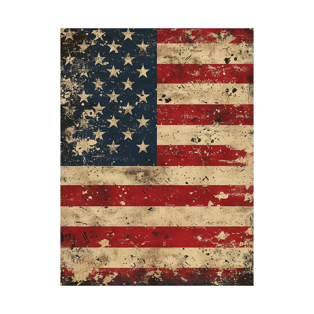 Vintage American Flag Poster, Patriotic Wall Art, Giclee Print ...