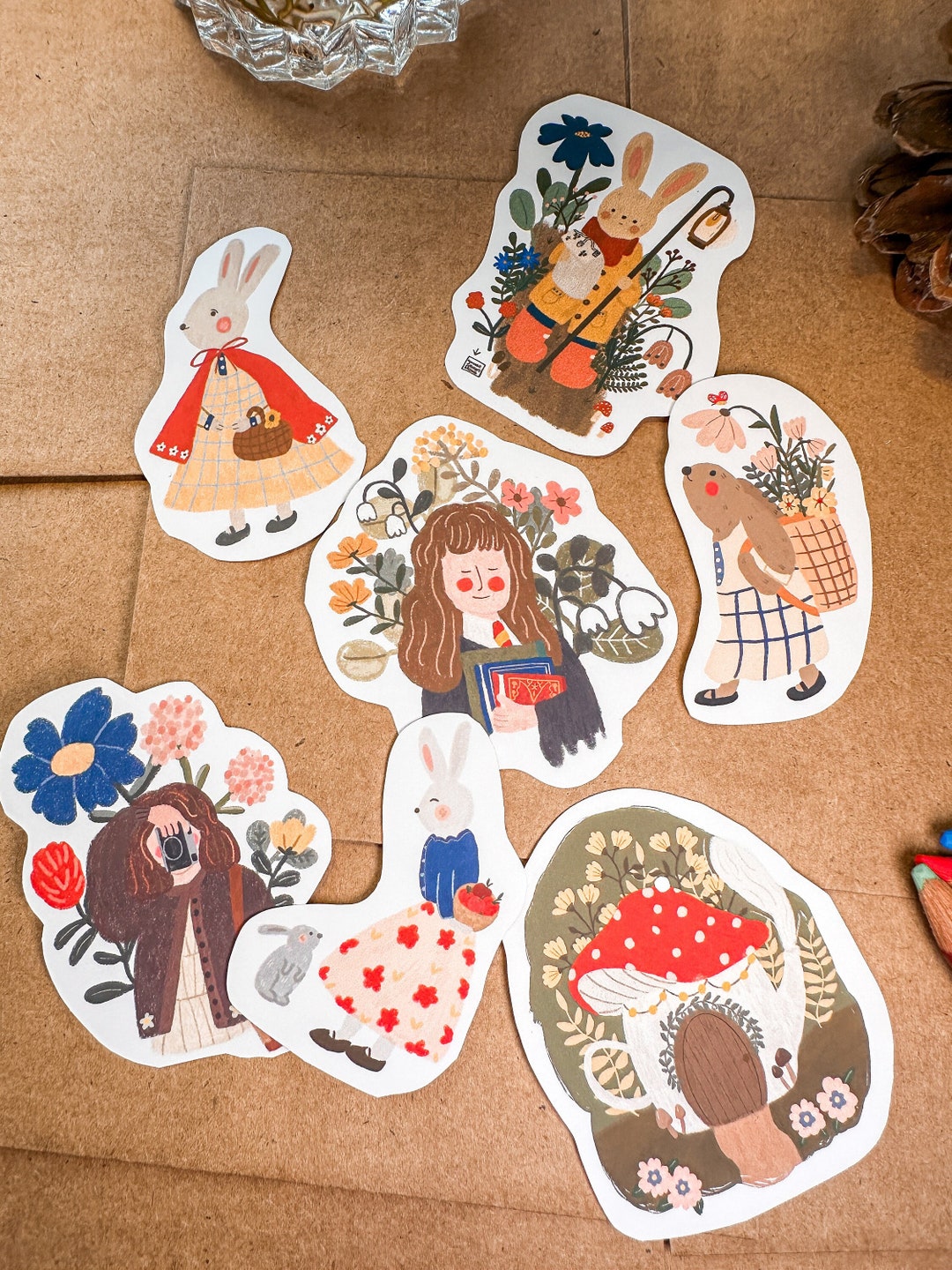 3 Matte Vinyl Whimsical Cottagecore Cozy Stickers | Sticker Pack ...