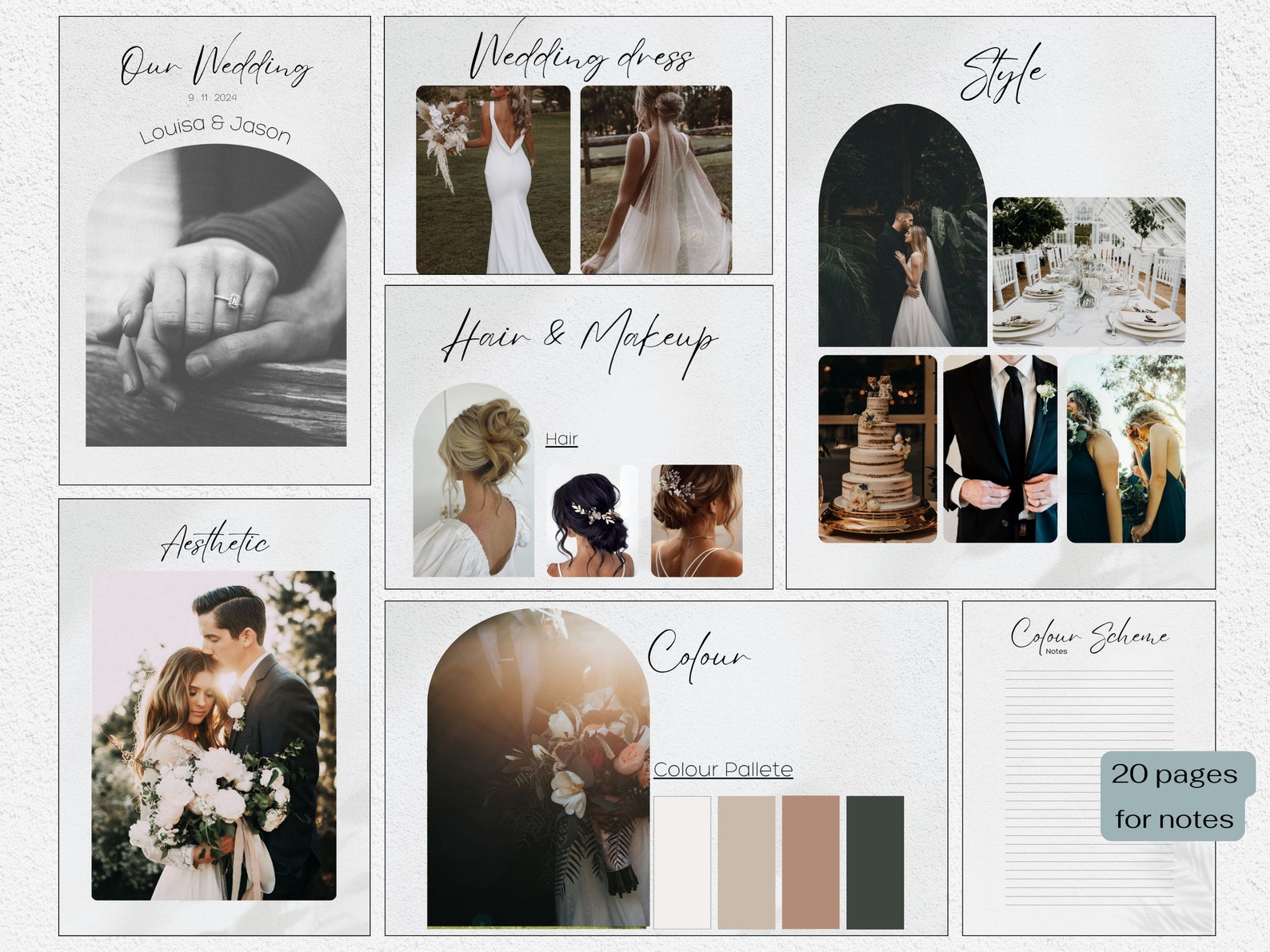 Visual Wedding Planner Template, Wedding Mood Board, Wedding Vision ...