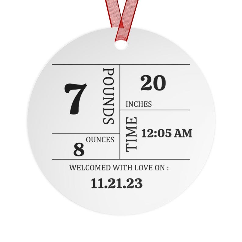 Personalized Baby Birth Stats Metal Ornament, Custom Baby Photo ...