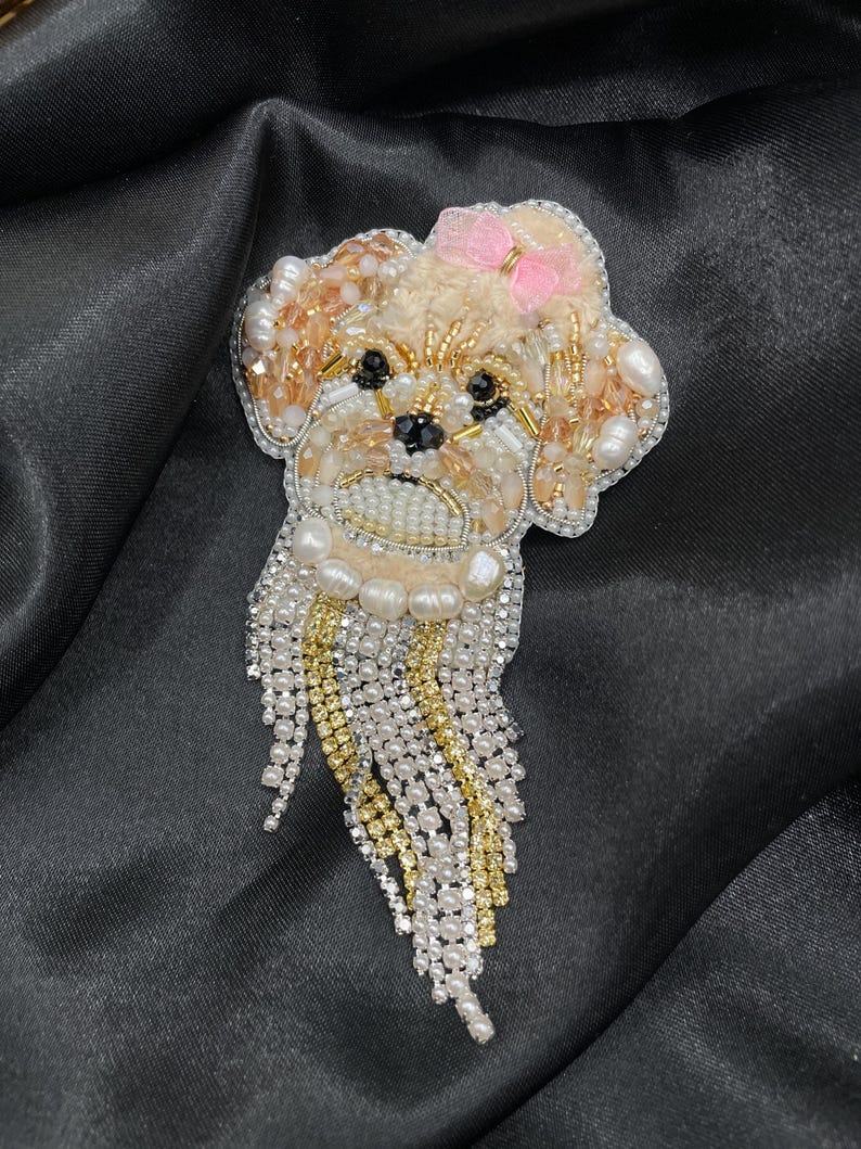 Custom Dog Portrait Brooch: Beaded Pet Pin, Embroidered Jewelry - Etsy