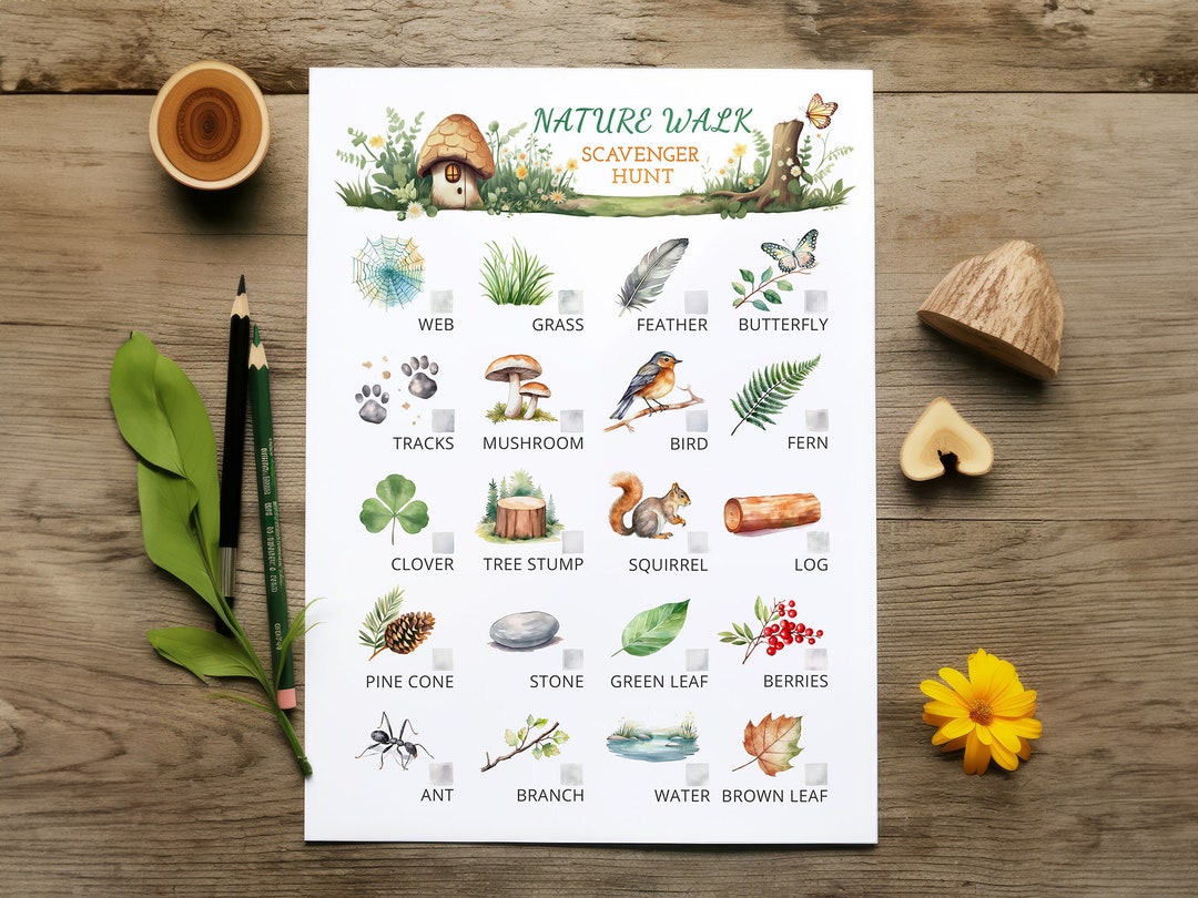 Nature Walk Scavenger Hunt an Outdoor Activity for Nature - Etsy