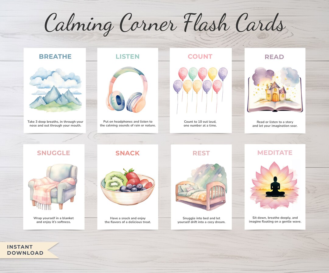 26 Calming Corner Flash Cards to Teach Calming Strategies. Use - Etsy