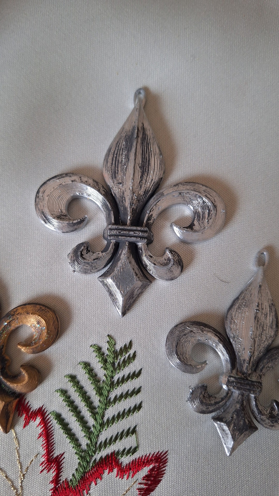 Fleur De Lis Christmas Ornament Silver - Etsy