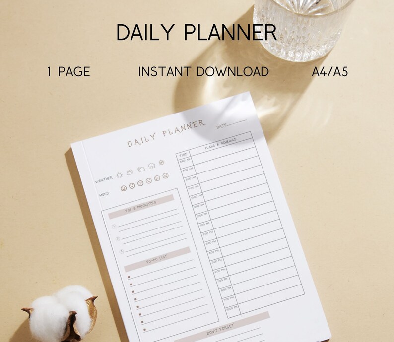 Printable Daily Planner Fillable Daily to Do List - Etsy