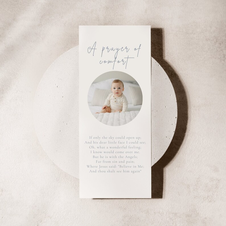Funeral Prayer Card Template Baby Boy Funeral Memorial Prayer Prayer ...