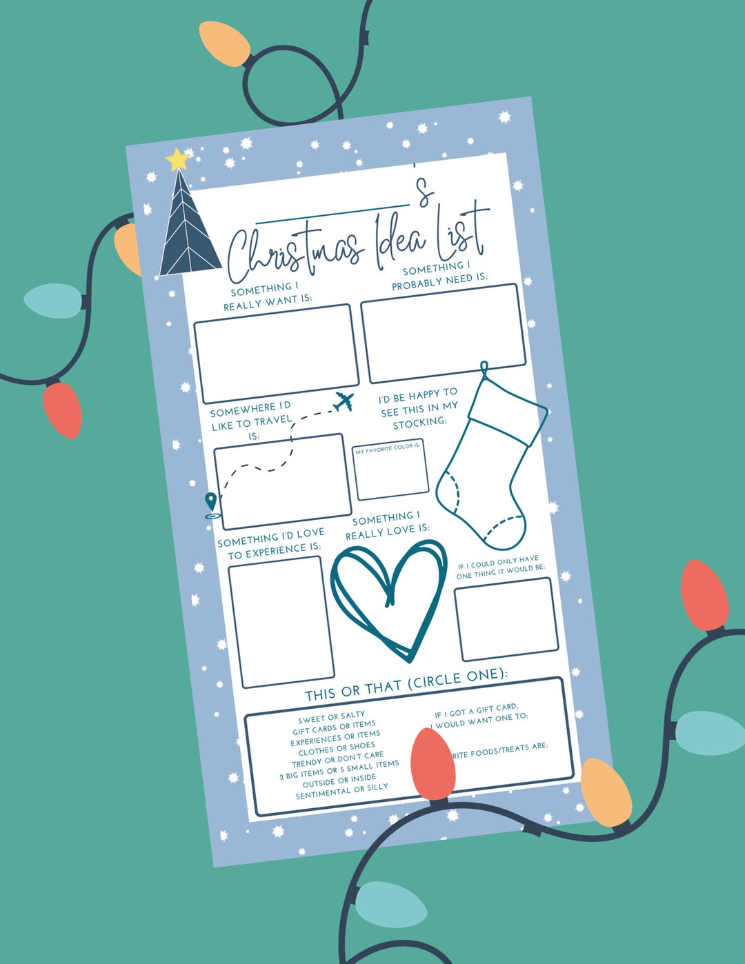 Christmas Wishlist Idea Printable - Etsy