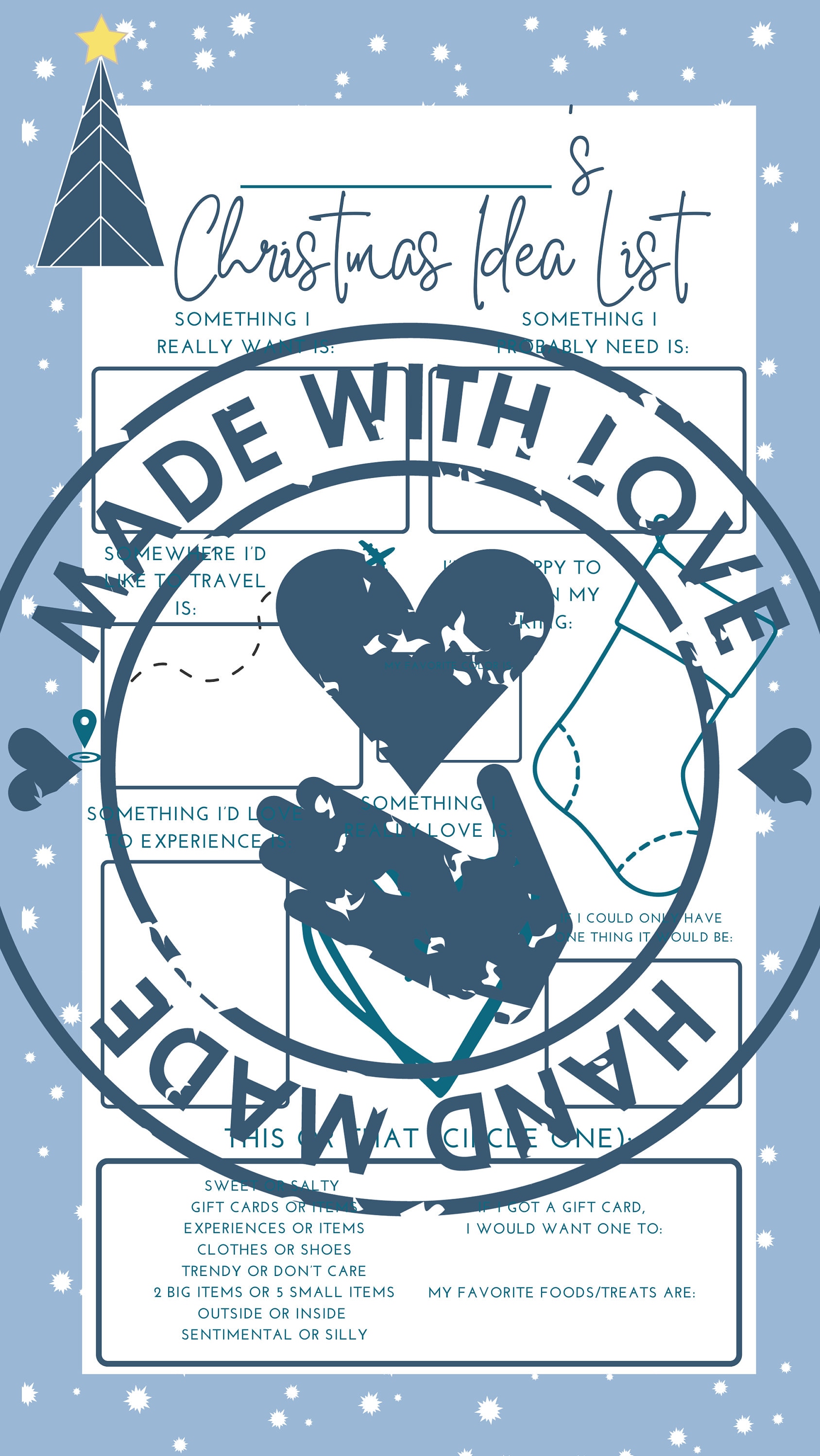 Christmas Wishlist Idea Printable - Etsy