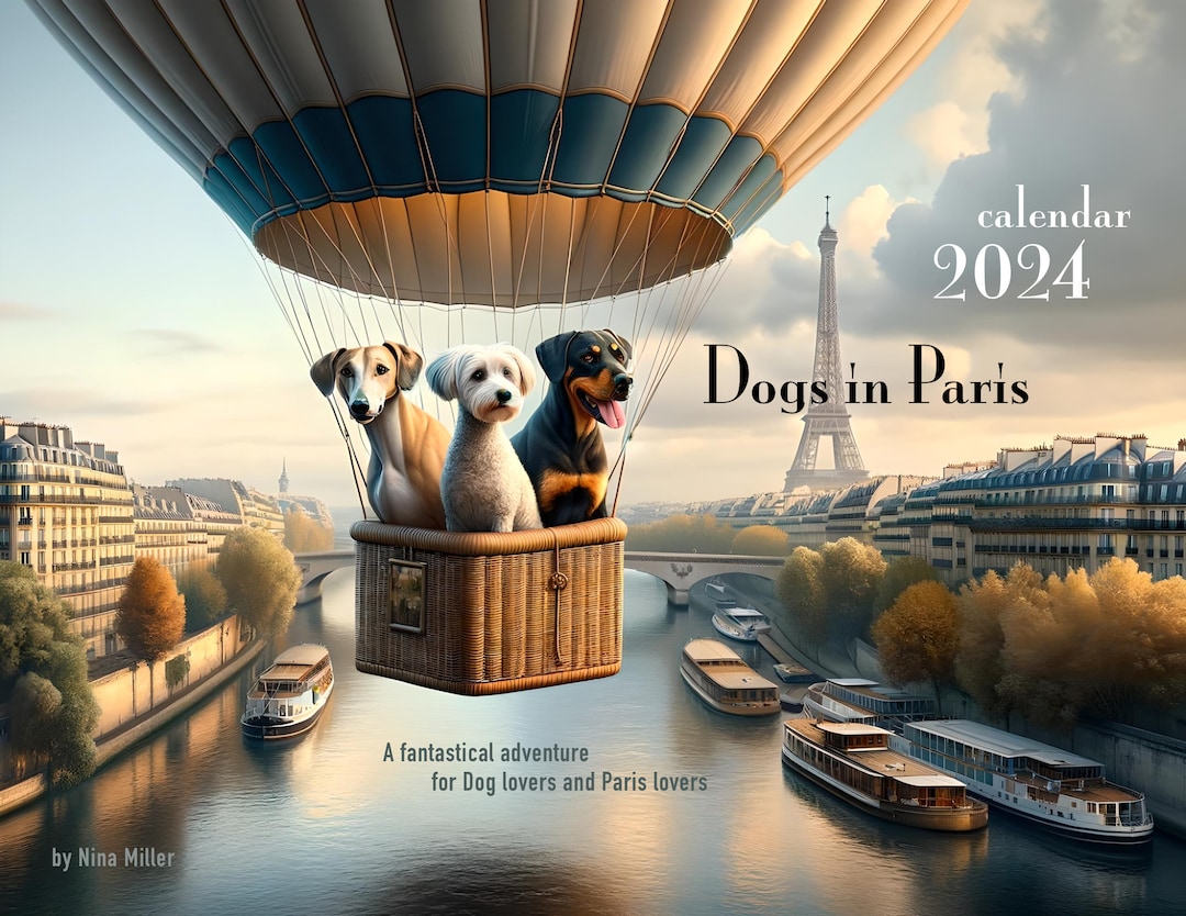 Calendar 2024 Dogs in Paris, FREE SHIPPING Animal Friendships, Animal ...