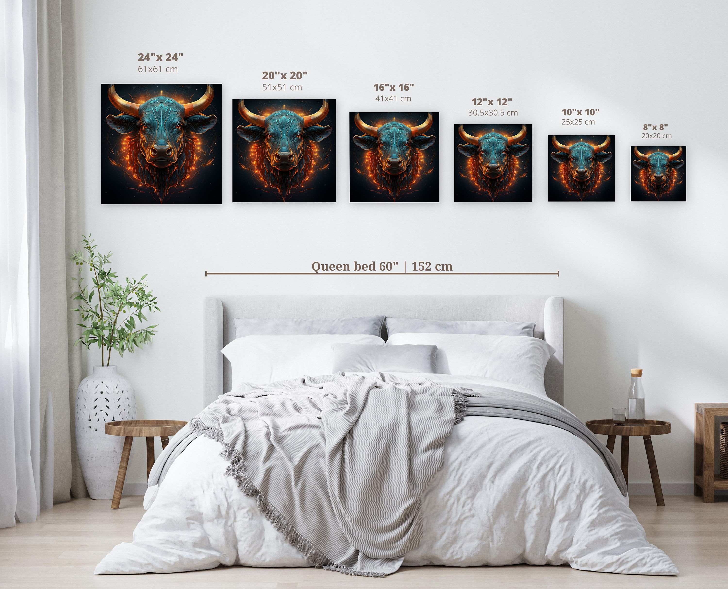 Highland Cow Picture, Bull Print, Wall Decor, Colorful Bull Wall Art ...