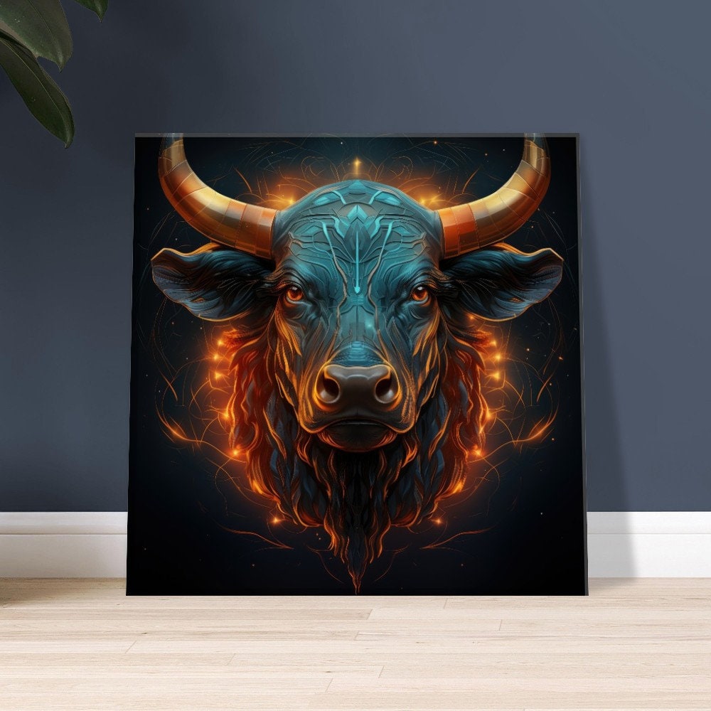 Highland Cow Picture, Bull Print, Wall Decor, Colorful Bull Wall Art ...