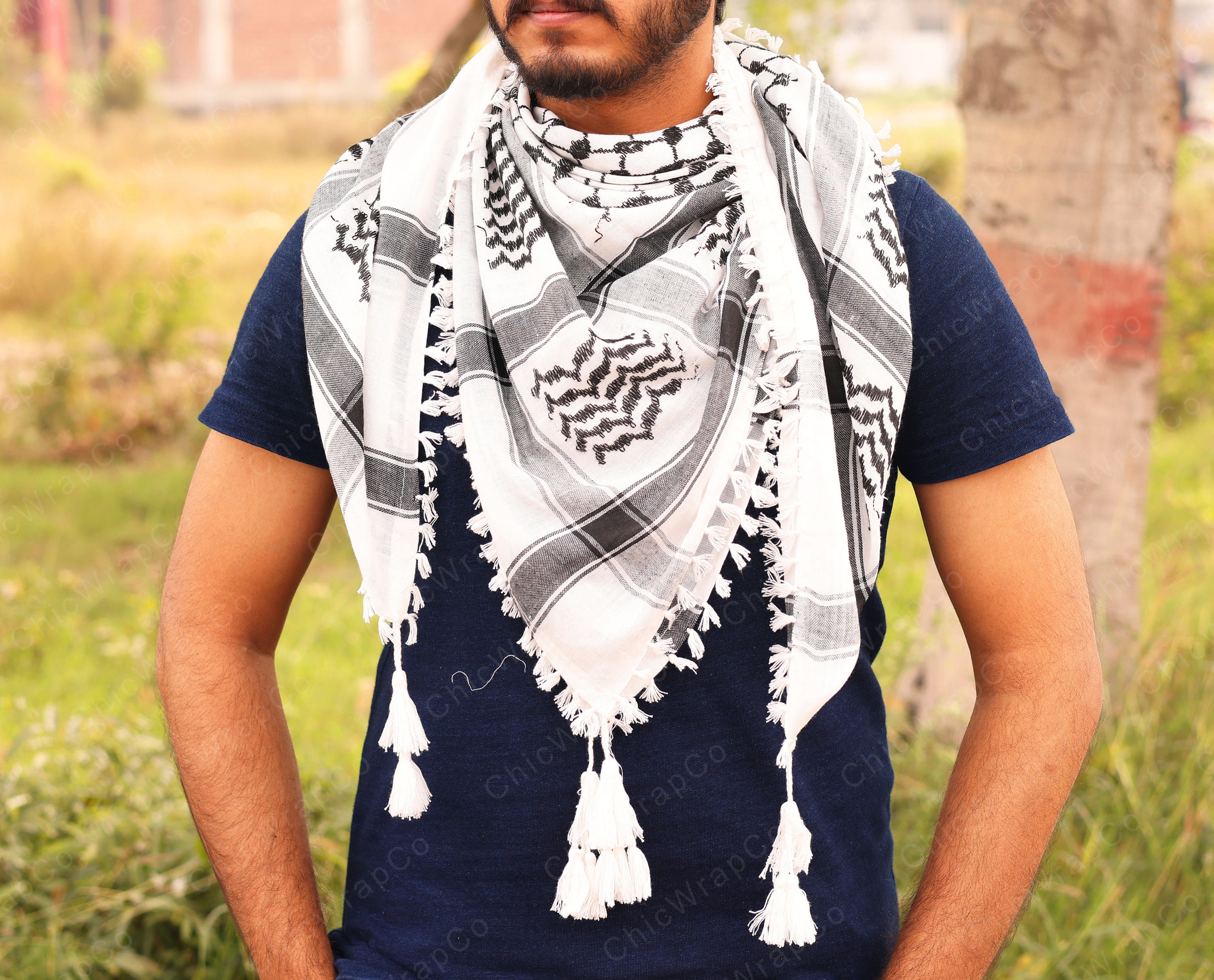 Shemagh Keffiyeh Palestine Scarf, Palestinian Style Kufiya With Tassels ...