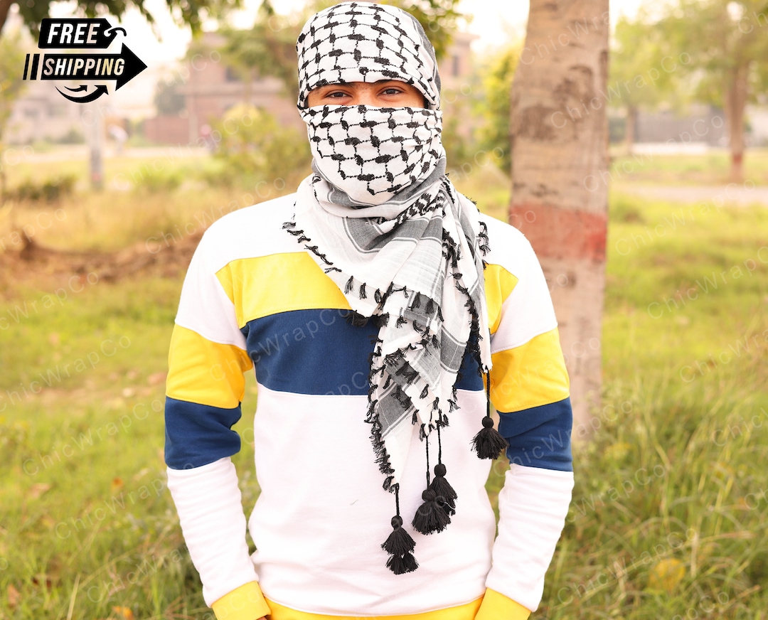 Shemagh Keffiyeh Palestine Scarf, Palestinian Style Kufiya With Tassels ...