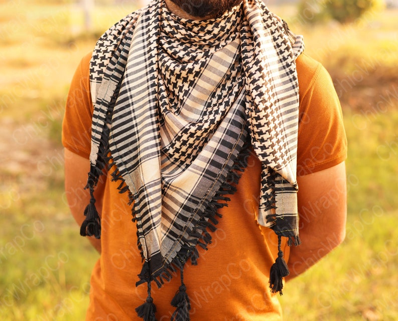 Arab Style Palestine Shemagh Scarf, Keffiyeh Palestine Cotton Scarf ...