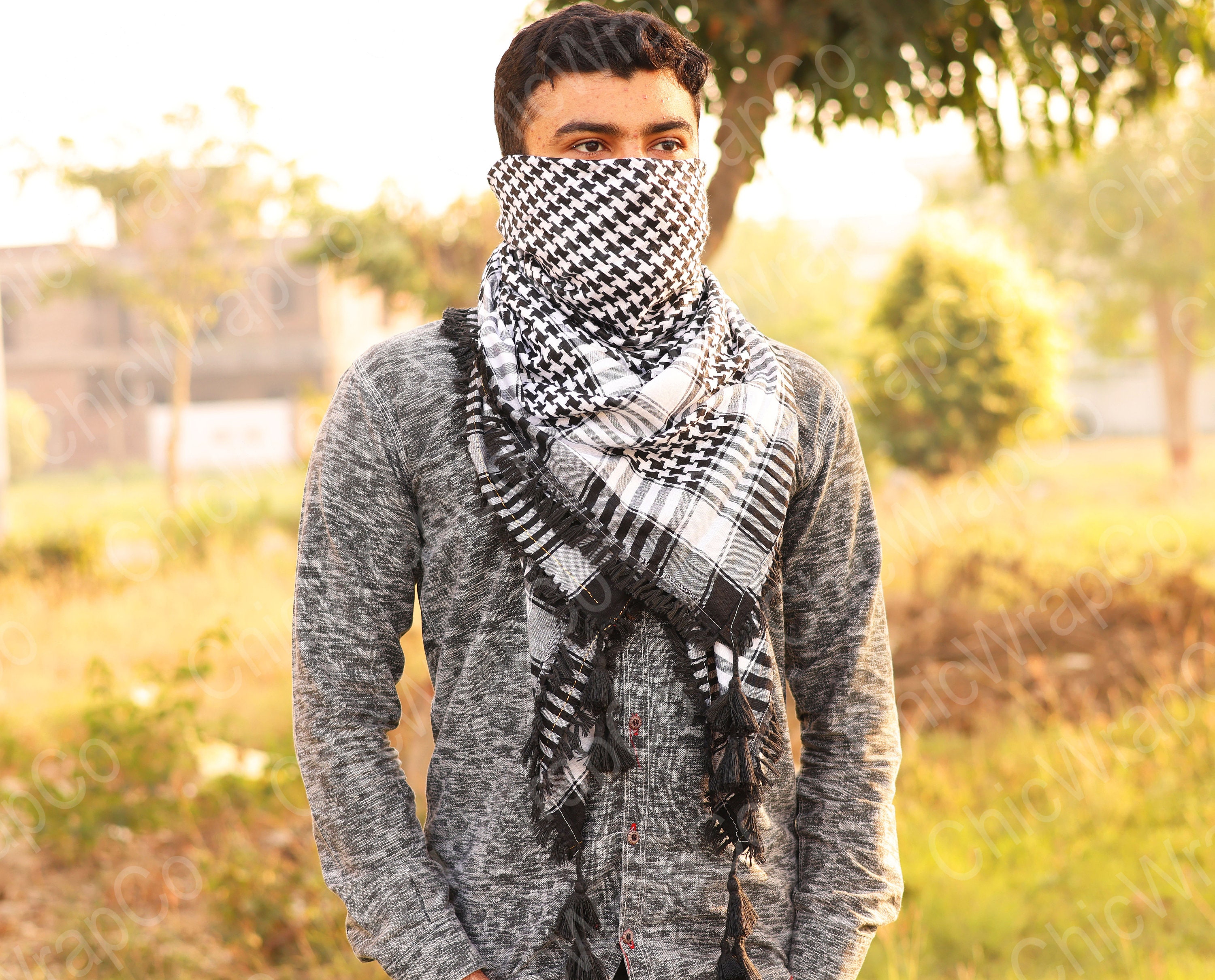 Arab Style Palestine Shemagh Scarf, Keffiyeh Palestine Cotton Scarf ...