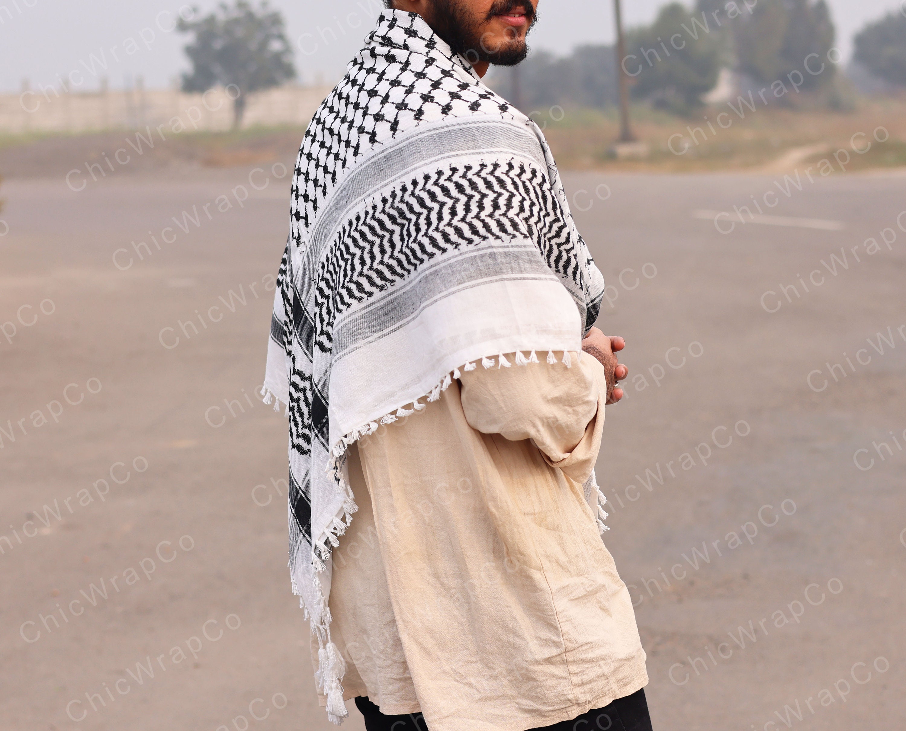 Shemagh Keffiyeh Palestine Scarf, Palestinian Style Kufiya With Tassels ...