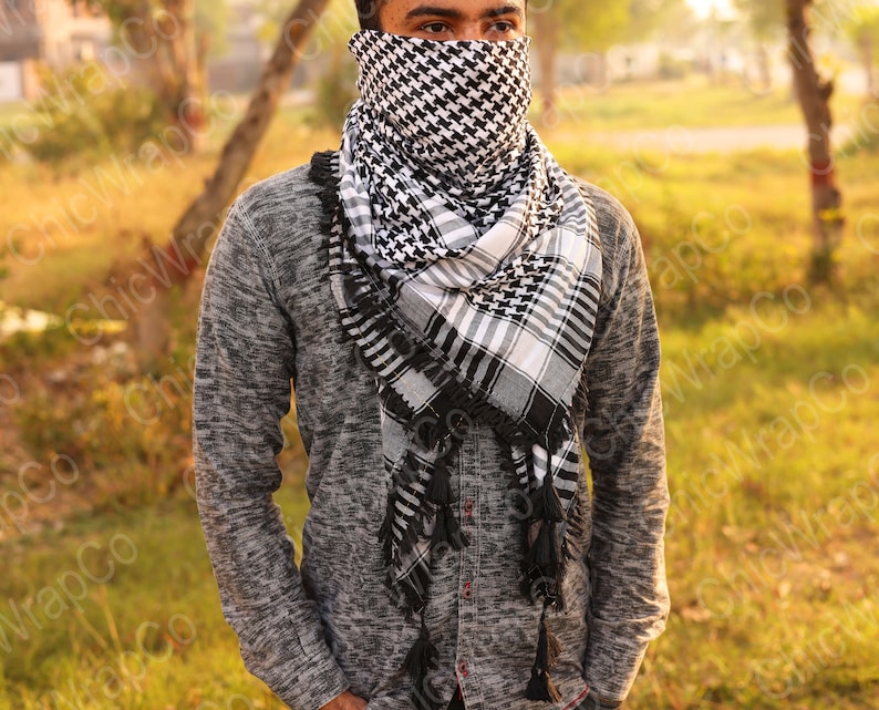 Arab Style Palestine Shemagh Scarf, Keffiyeh Palestine Cotton Scarf ...