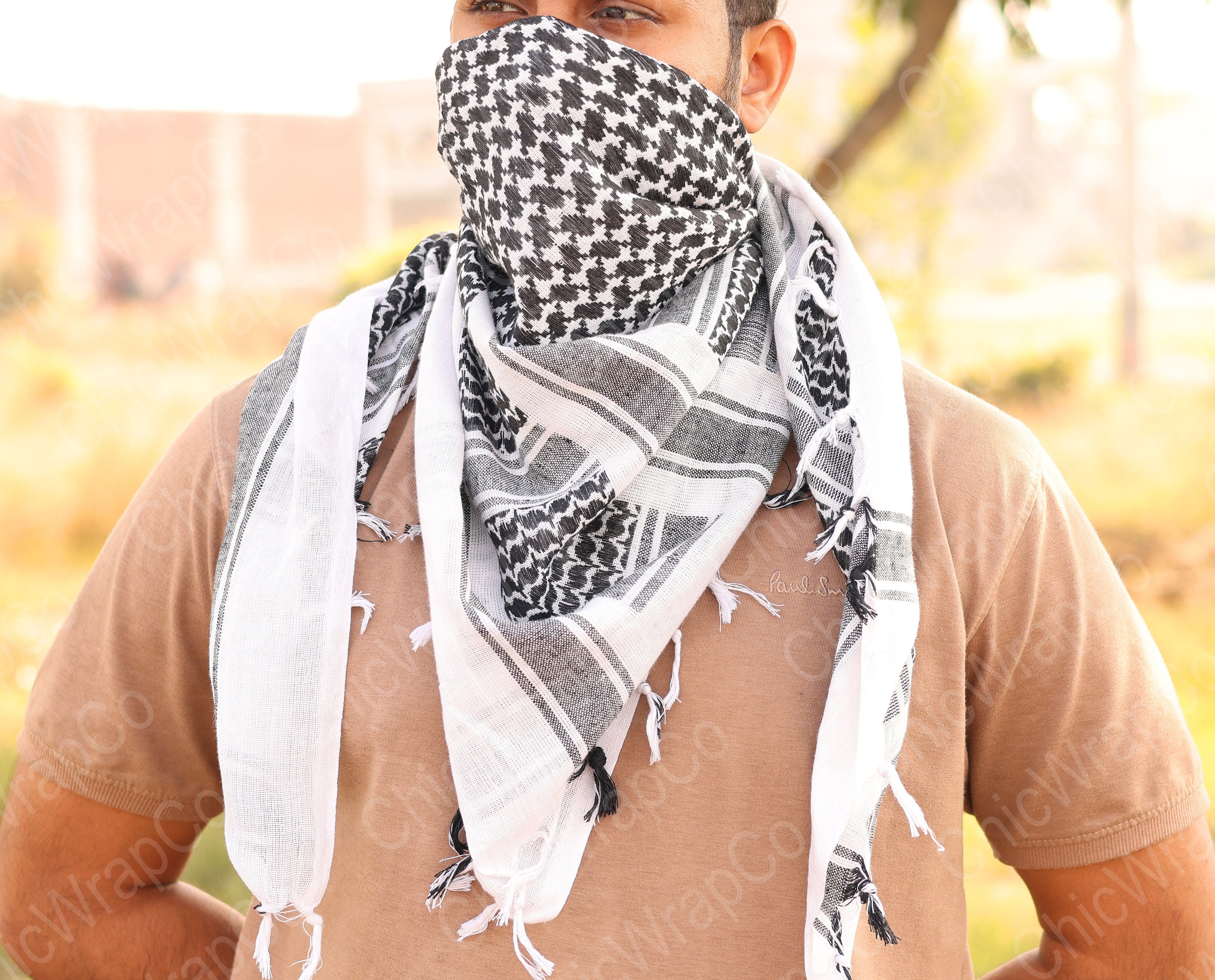 Palestinian Keffiyeh Shemagh Scarf, Arab Style Arafat Hatta Head Scarf ...