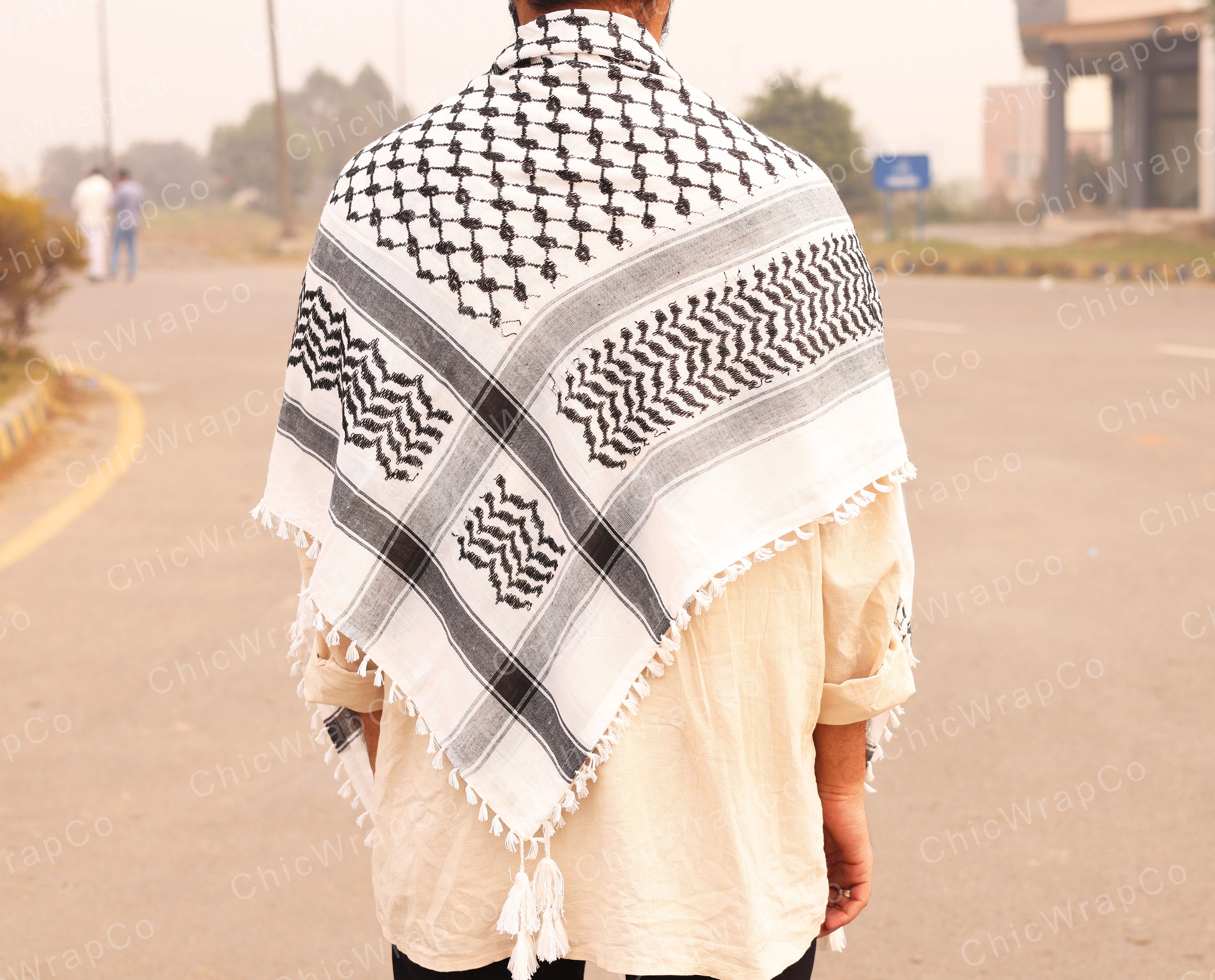 Shemagh Keffiyeh Palestine Scarf, Palestinian Style Kufiya With Tassels ...