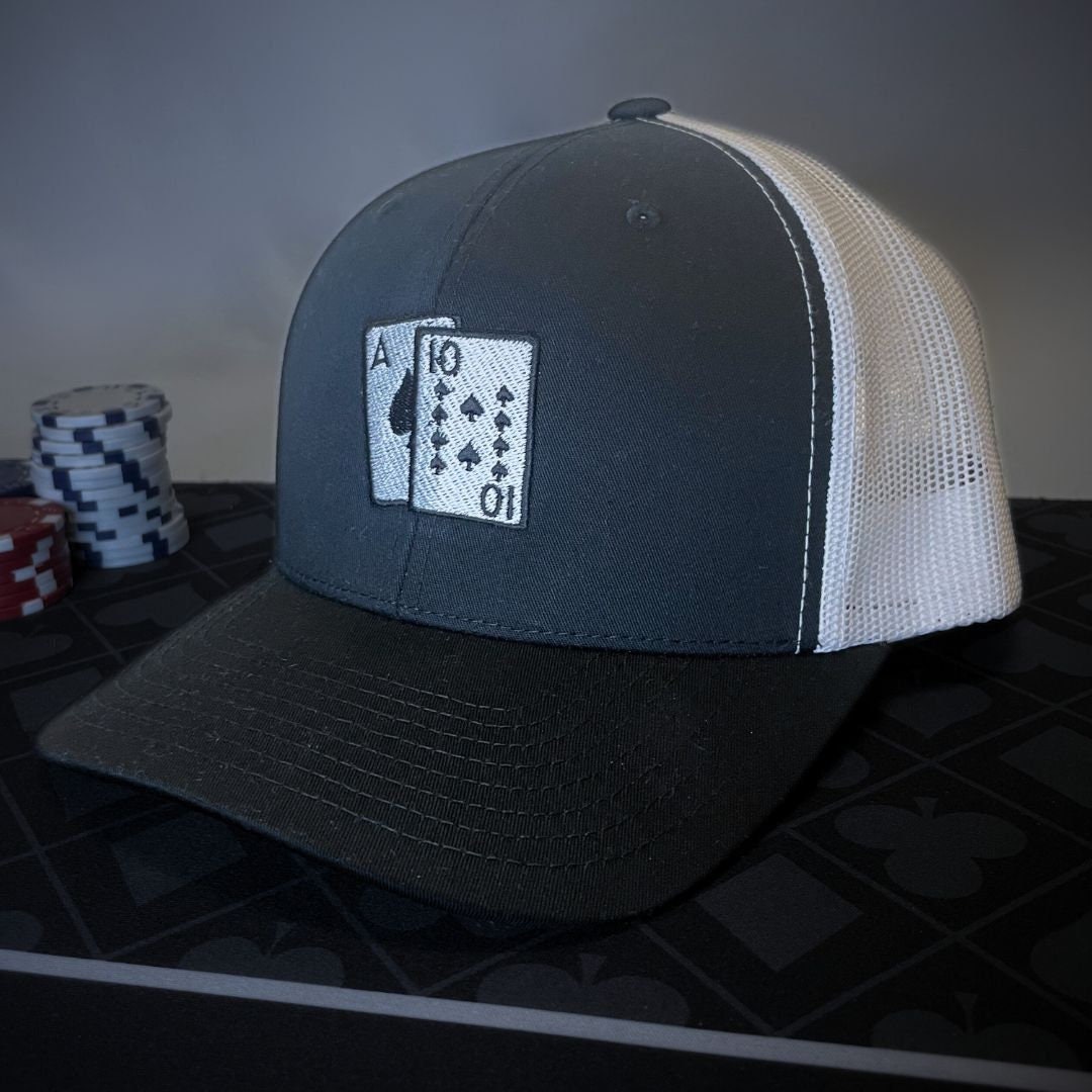 Ace Ten Poker Trucker Hat-- Ace of Spades & Ten of Spades-- Gifts for ...