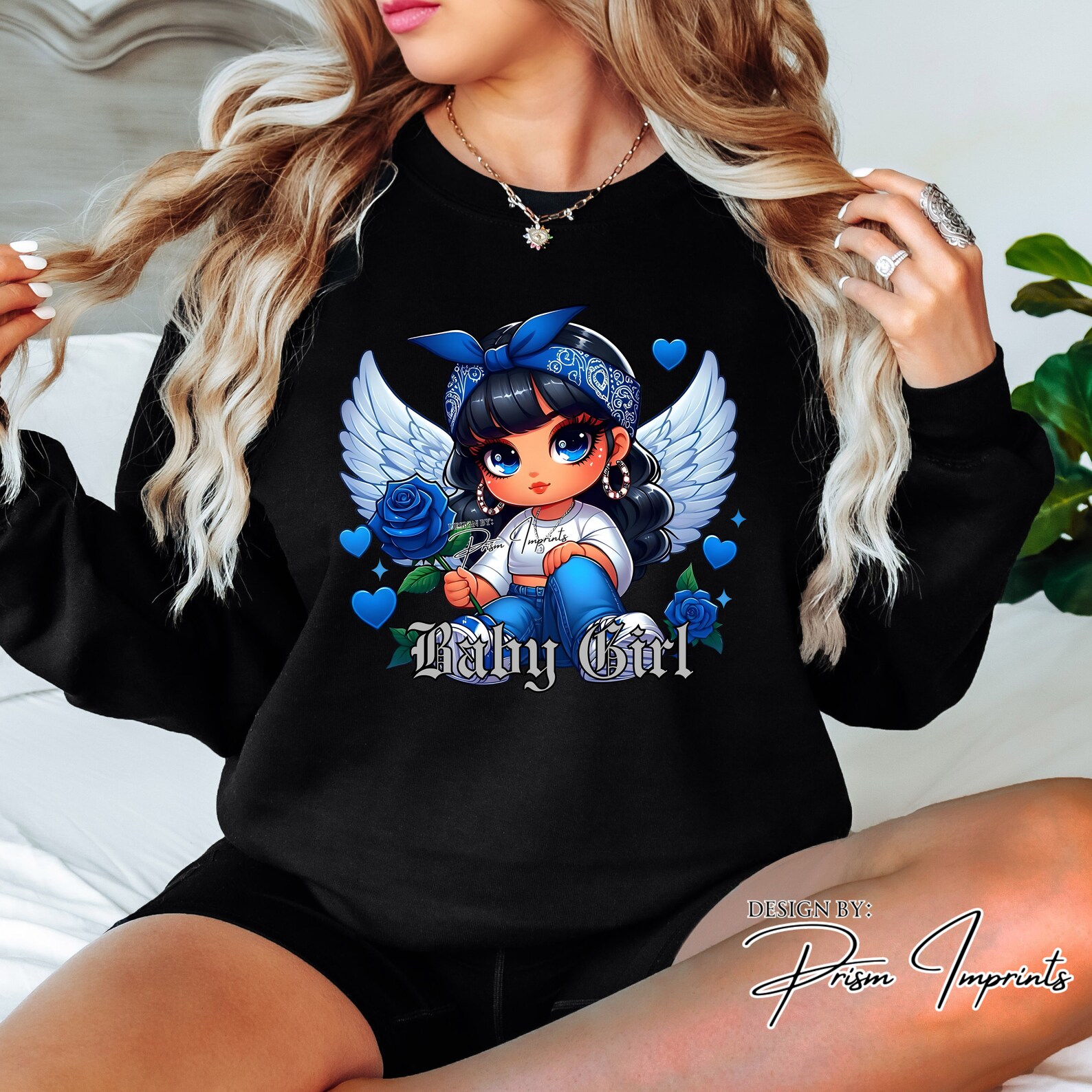 Baby Girl Angel Chicana Old-school Chola Blue Backdrop -archivo-png ...