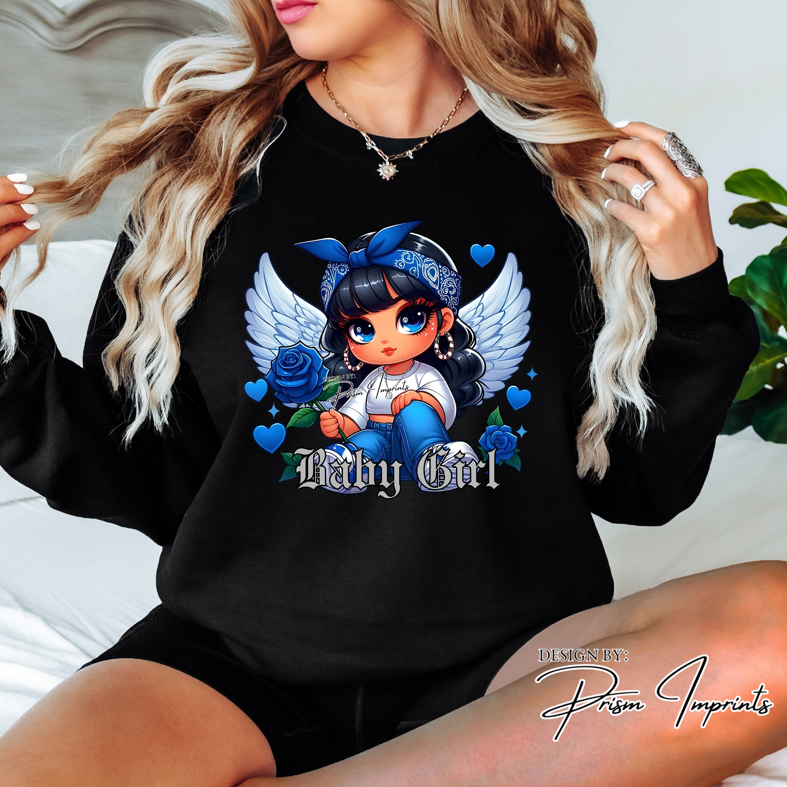Baby Girl Angel Chicana Old-school Chola Blue Backdrop archivo-png ...