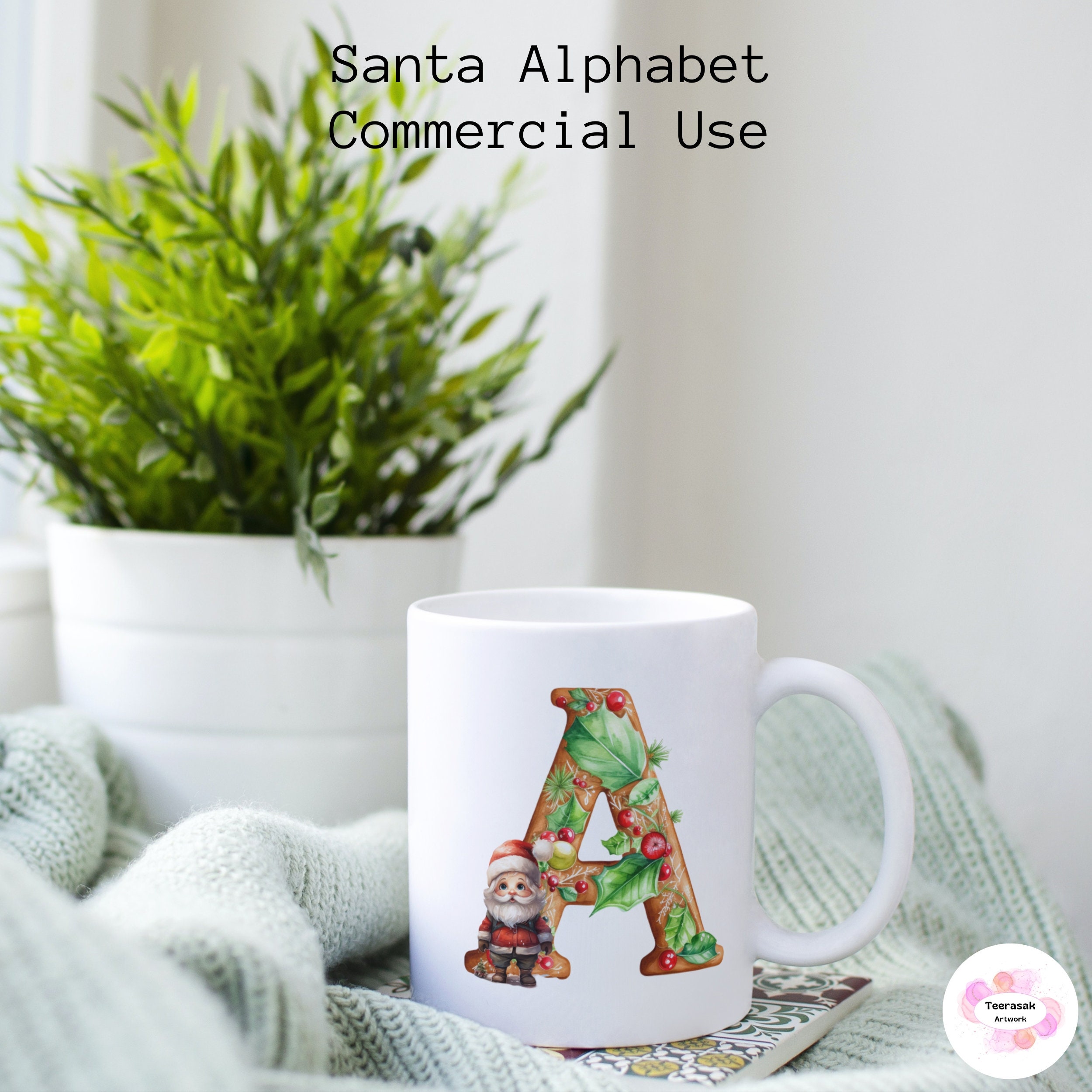 Christmas Alphabet Santa Father Clipart Set A-Z Letters Card - Etsy