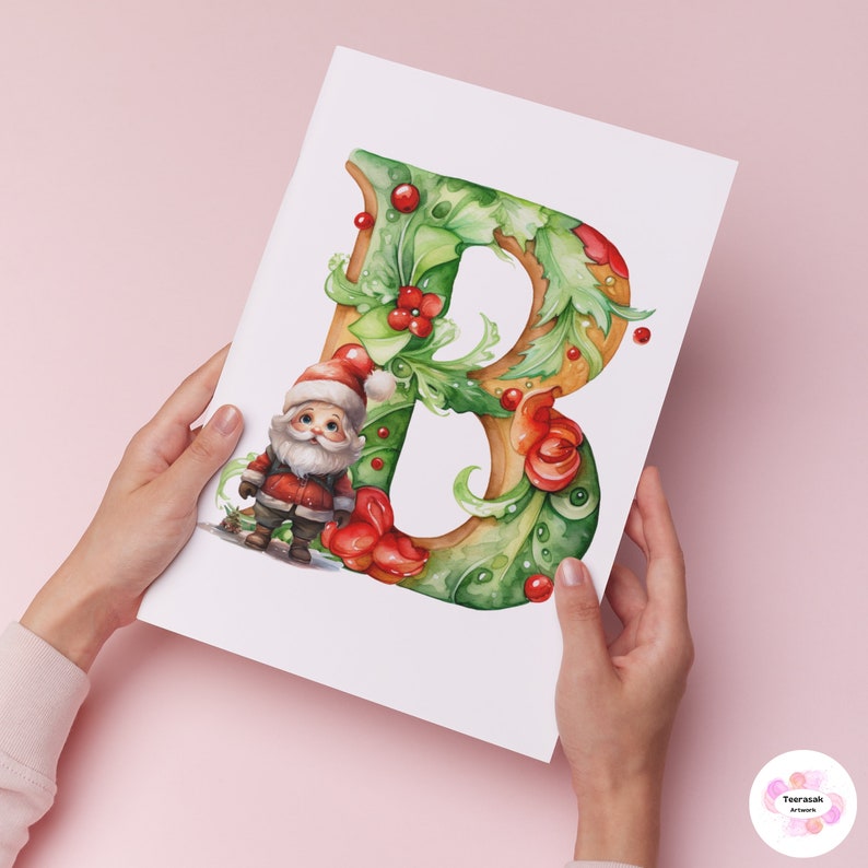 Christmas Alphabet Santa Father Clipart Set A-Z Letters Card - Etsy