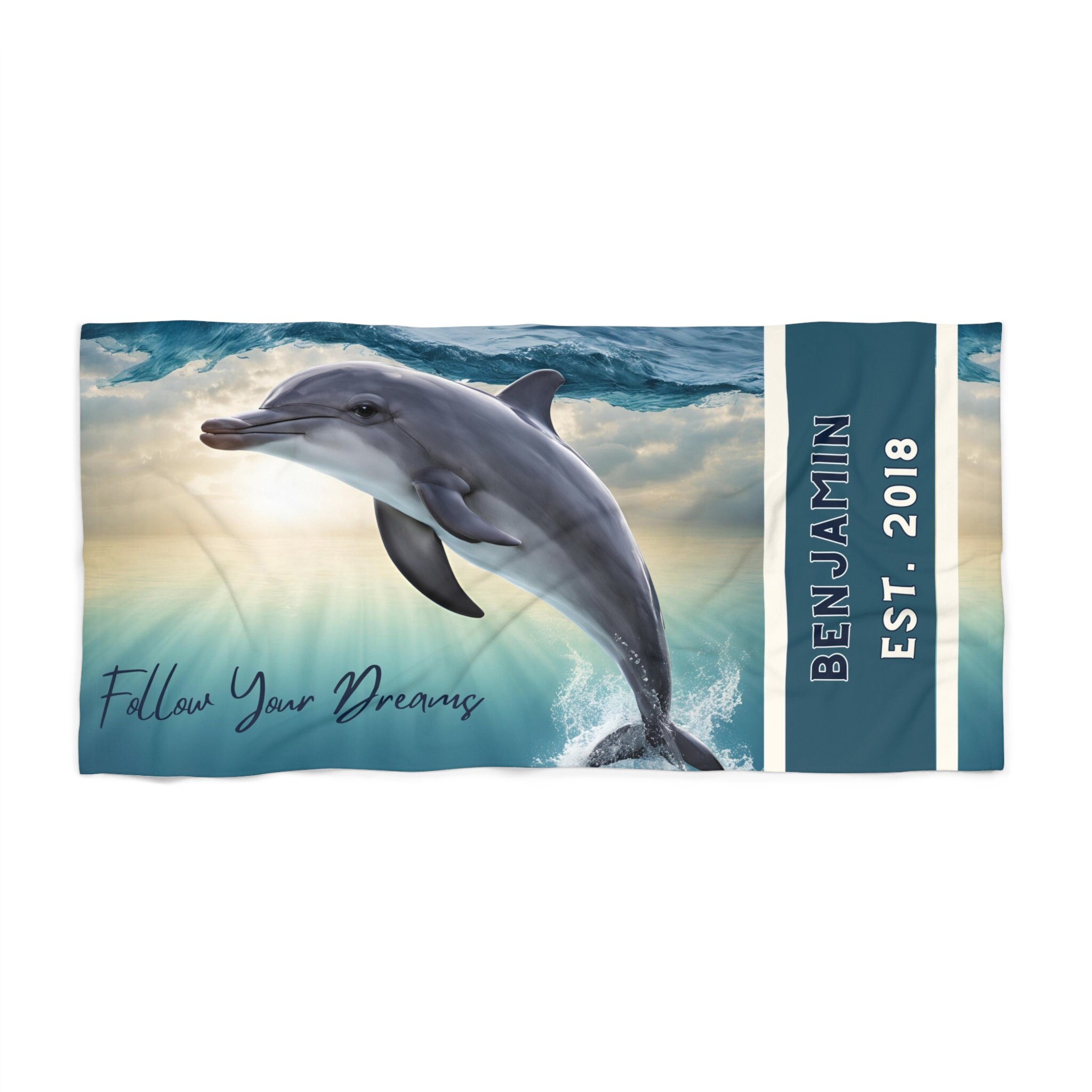 Personalized Dolphin Beach Towel for Yacht Owner Beach Towel Customize ...