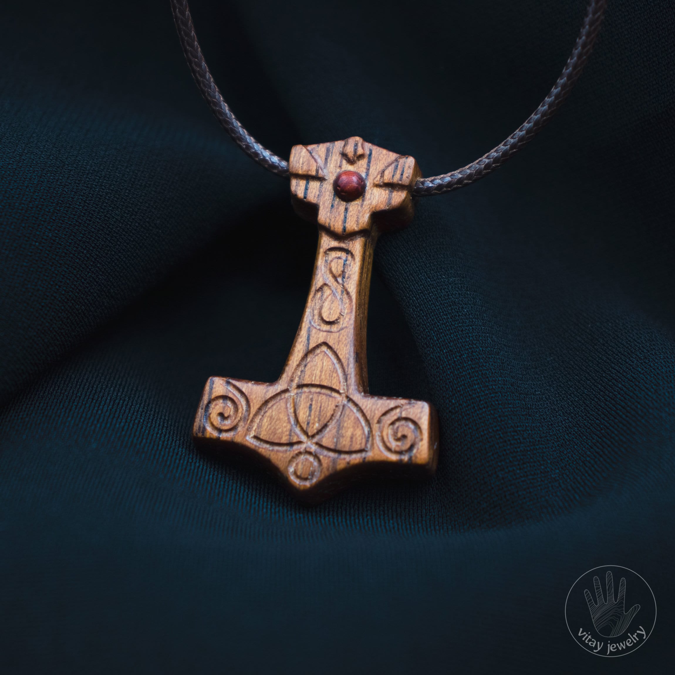 Thor Hammer Necklace Viking Necklace Mjolnir Wooden Pendant - Etsy