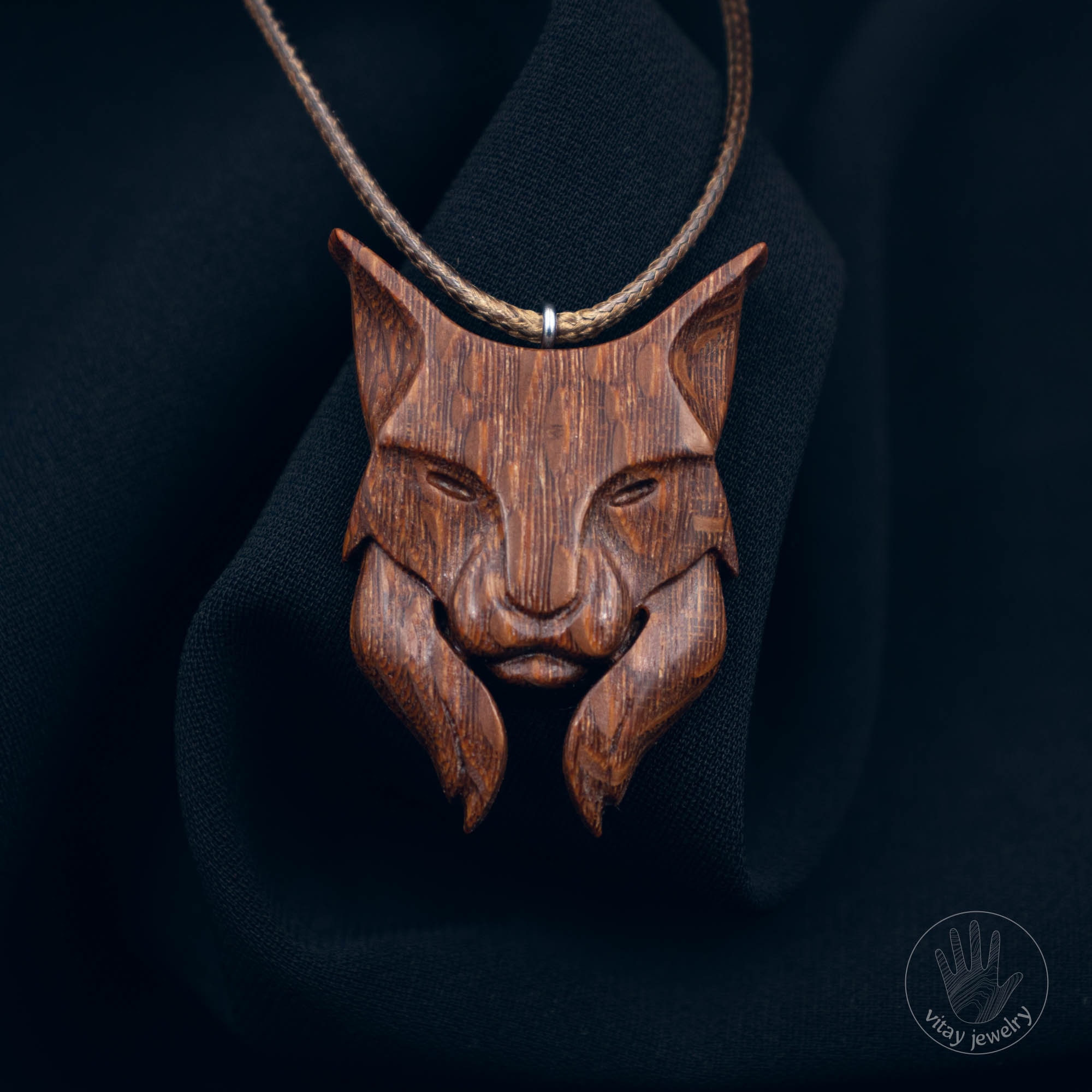 Lynx Wooden Necklace, Animal Totem Pendant, Lynx Head Shaped Jewellery ...