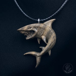 Handcrafted Wooden Shark Pendant - Unique Ocean-inspired Jewelry, Shark ...