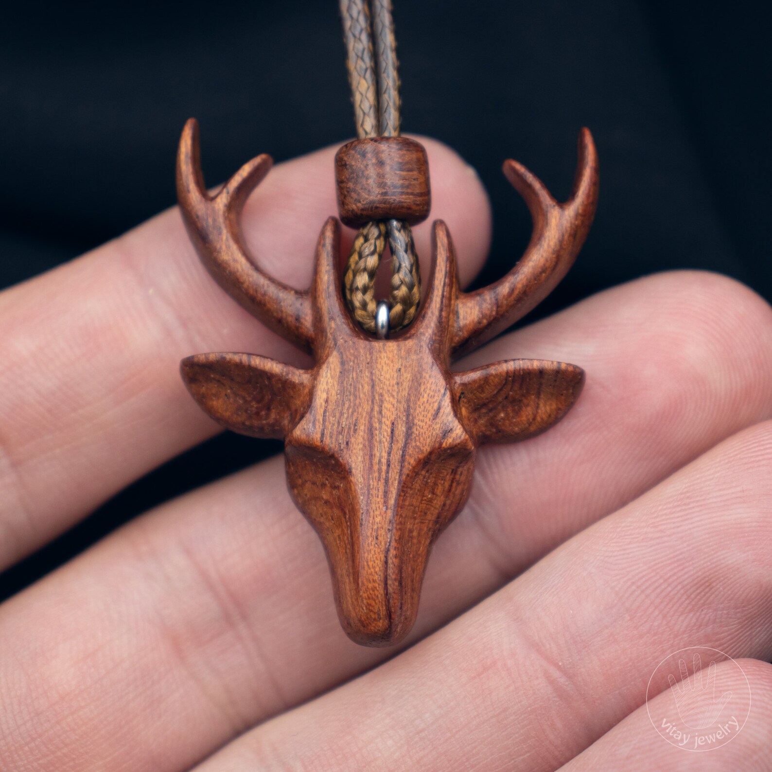 Deer Wooden Pendant, Animal Necklace, Elk Jewelry, Hunter Gift, Deer ...